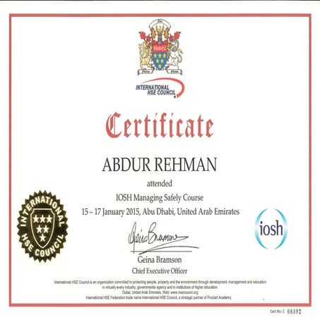 IOSH Certificate | PPT