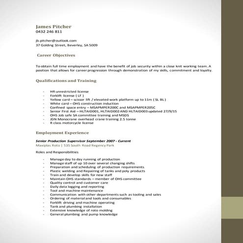 RESUME Mark Andrew Cheeseman September 2016 | DOC