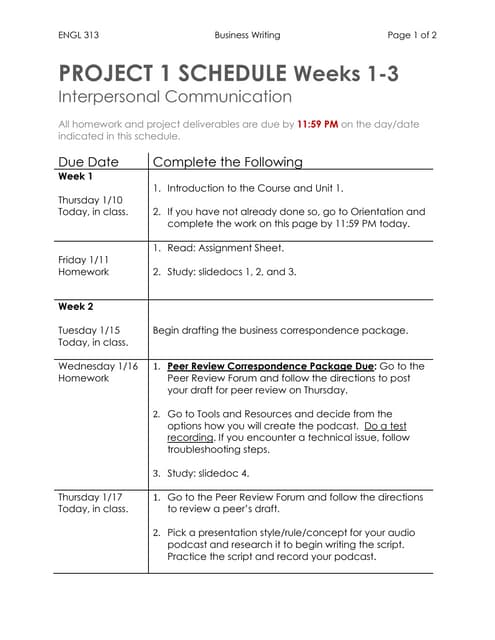 Session ii project3_schedule_steps_engl313_summer2021 | PDF