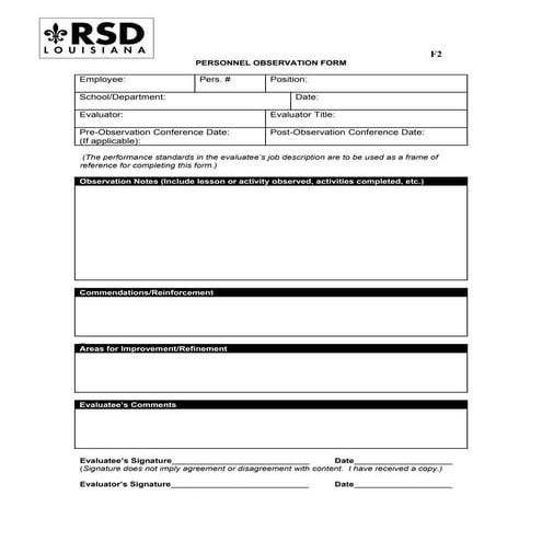 F2 personnel observation form 9.1.09