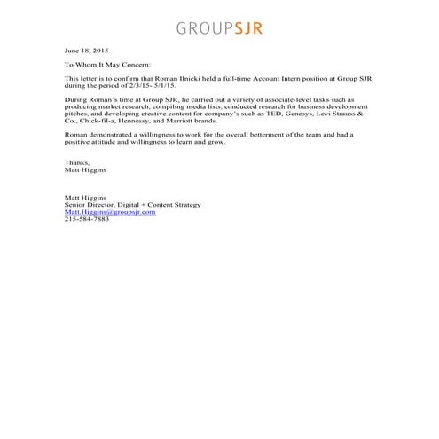 Group SJR Reference Letter | PDF