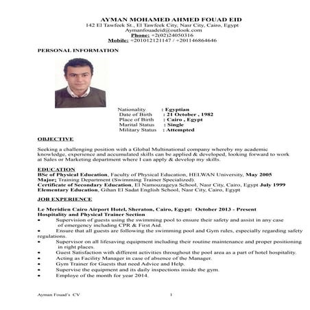 Ayman Fouad CV | PDF