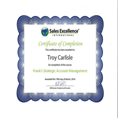 Sales Excellence SAM Completion Certificate | PDF