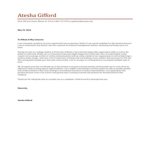 Cover Letter | PDF