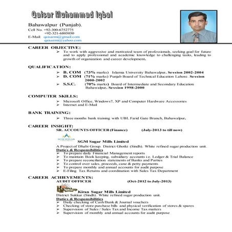 CV Qaisar (update) | DOCX | Business Accounting & Finance | Business