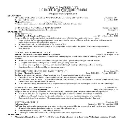 Craig Passenants Resume | PDF
