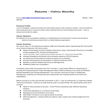 Resume_KPI_VM | DOC | Sales | Business
