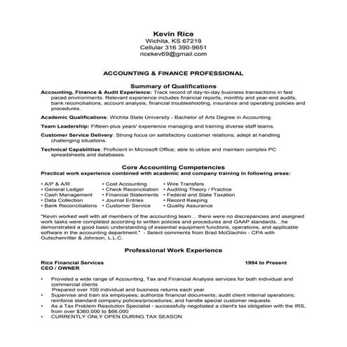 Accounting Resume 2.0 | DOC