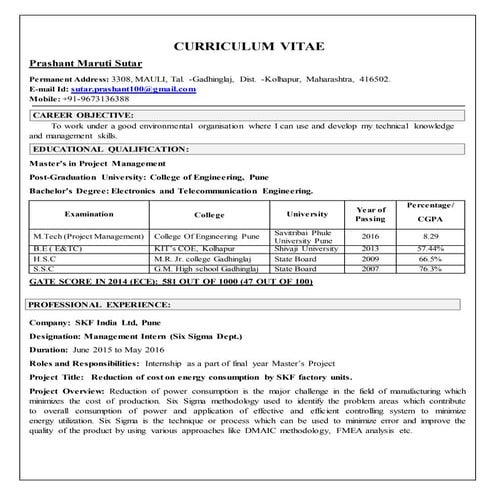 prashant resume | PDF