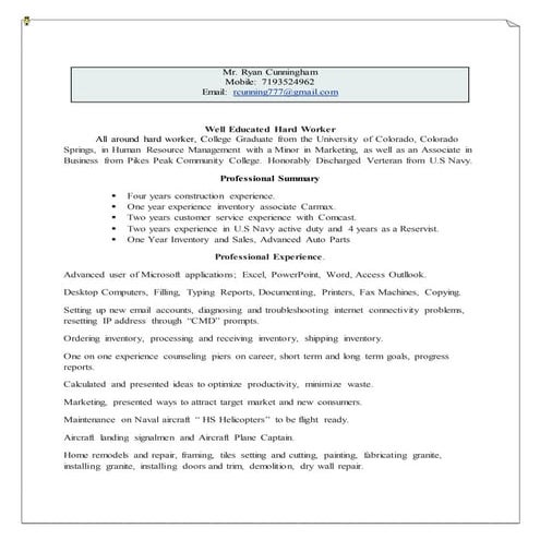 Brandon Resume 2015 | DOCX