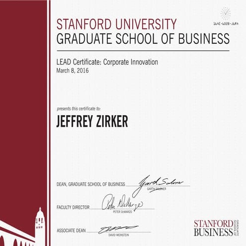 LEAD Certificate - Corporate Innovation | PDF