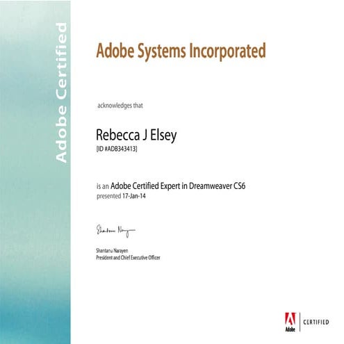 Adobe ACE Certificate Elsey | PDF