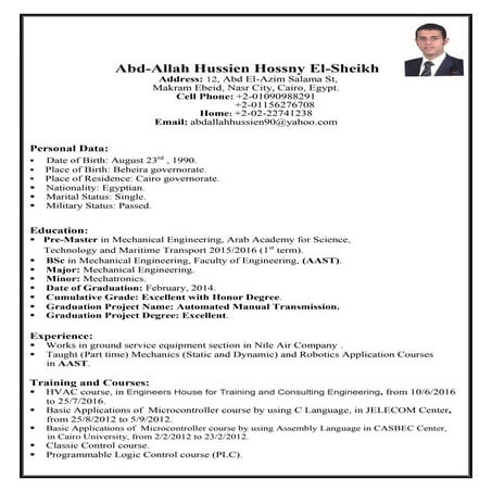 Abdallah Hussien CV | PDF