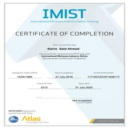 IMIST Certificate | PDF
