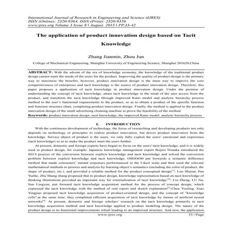 The application of product innovation design based on Tacit Knowledge | PDF