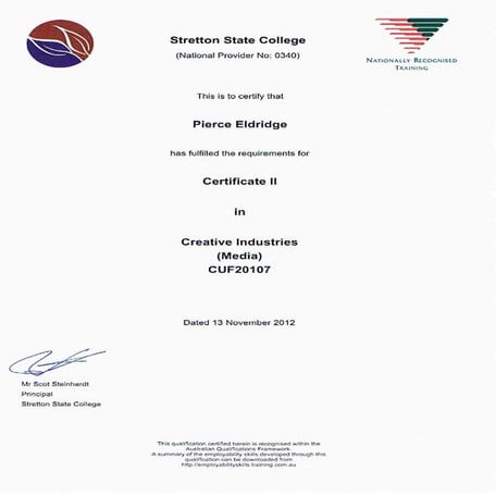 Certificate II in Creative Industries (Media)1 | PDF