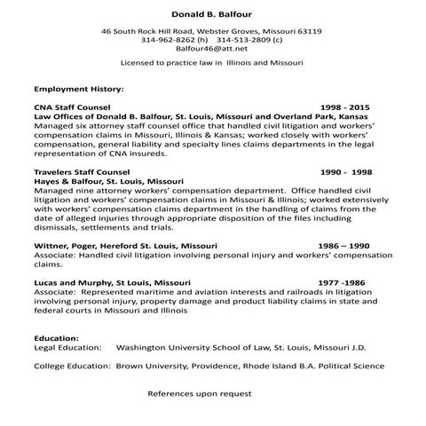Donald B Balfour Resume | PPTX