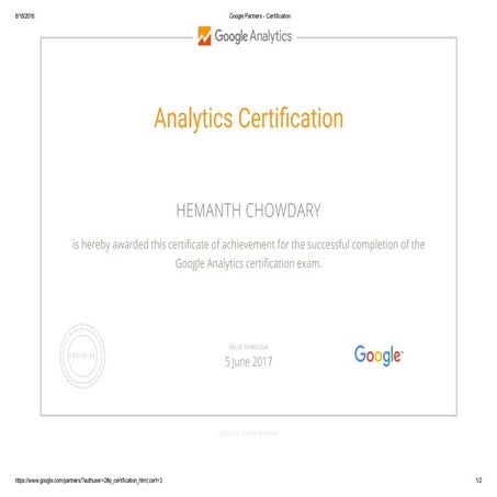Google analytics certification | PDF