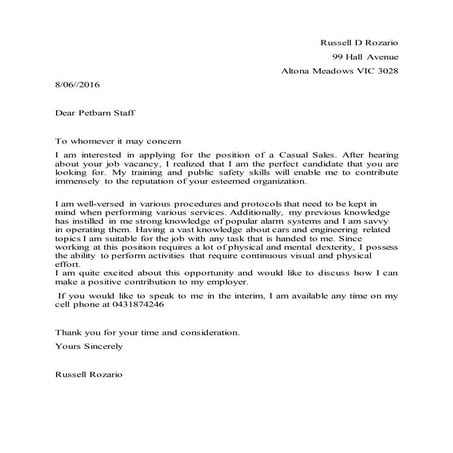 Russell Cover Letter | PDF