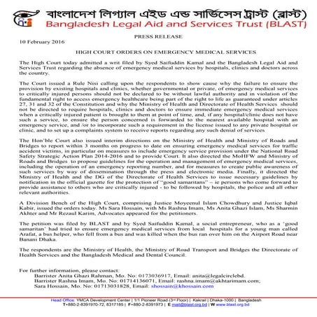 HIGH COURT ORDERS ON EMERGENCY MEDICAL SERVICES | PDF