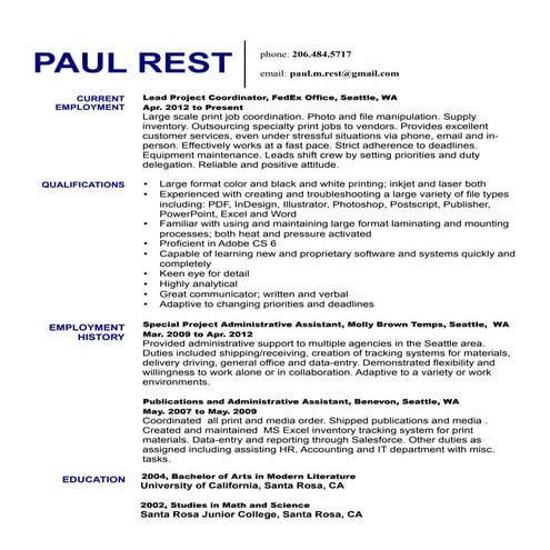 Paul Rest Resume | PDF