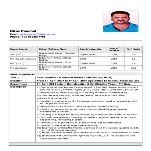 Nirav BIo Data | DOC