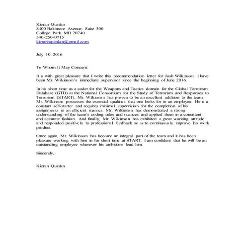 START Letter of Recommendation | DOCX