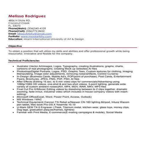 Melissa Resume (2015 Resume Update) | PDF