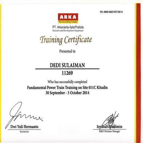 sertifikat power train | PPT