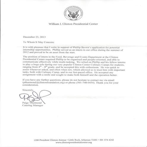 Clinton Foundation Letter of Reference | PDF