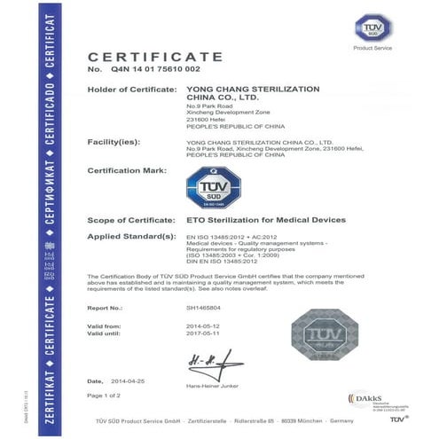 ISO ETO Sterilization | PDF