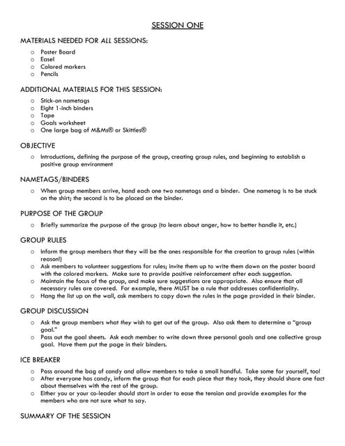 Anger Management Group Therapy: Handouts and Worksheets | PDF