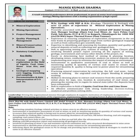Resume of manoj Geologist | PDF