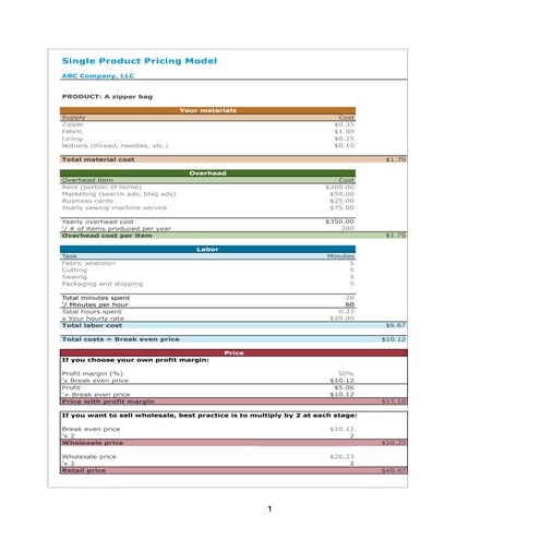 Pricing spreadsheet pdf | PDF