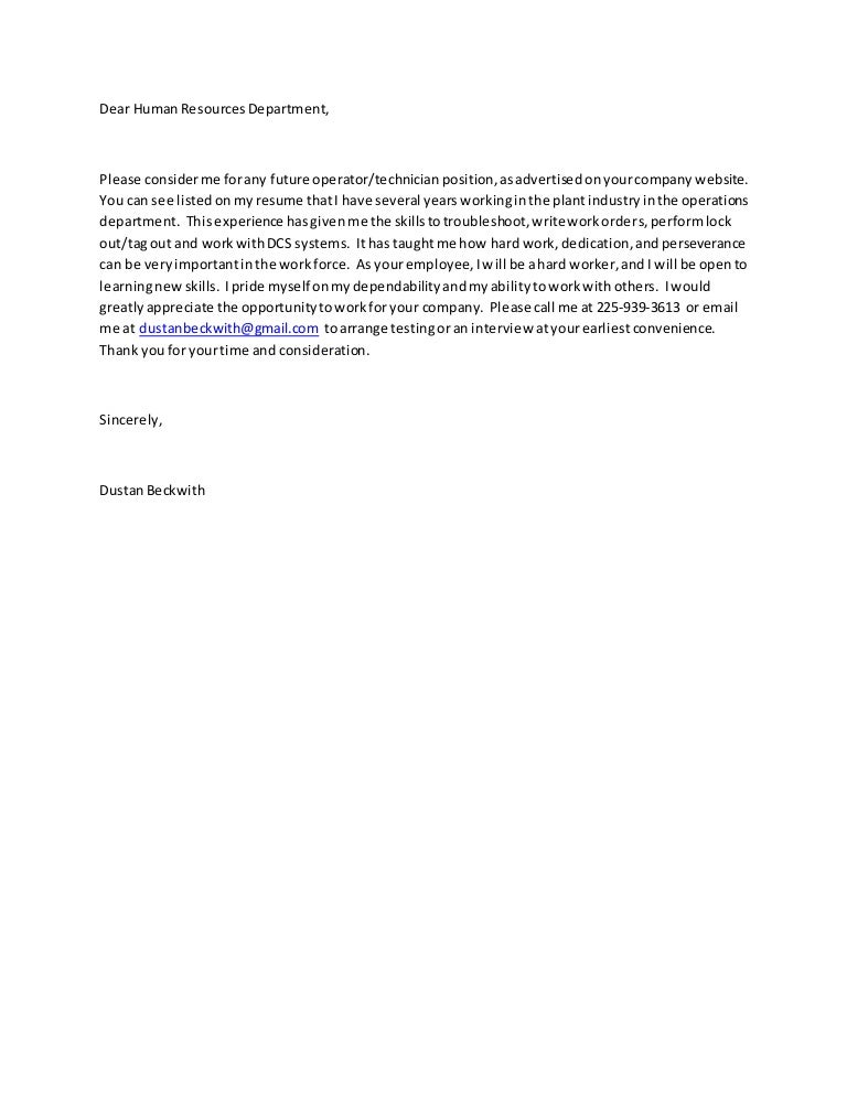 Dear Human Resources Department Dear Human Resources Department