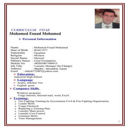 Mohamed Fouad cv - 1 (1) (1) | DOC