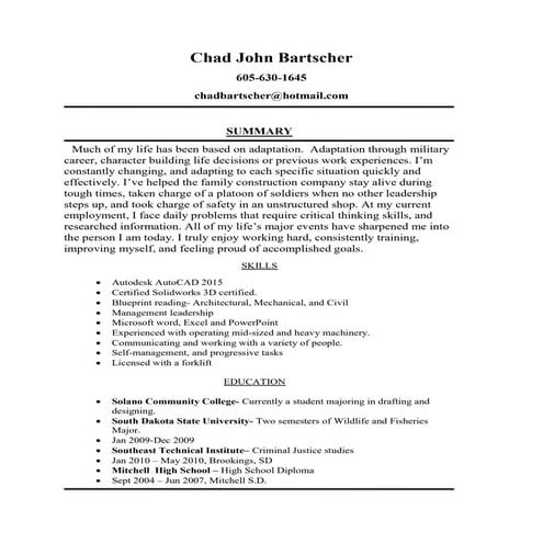 Chad Bartscher's Resume | PDF