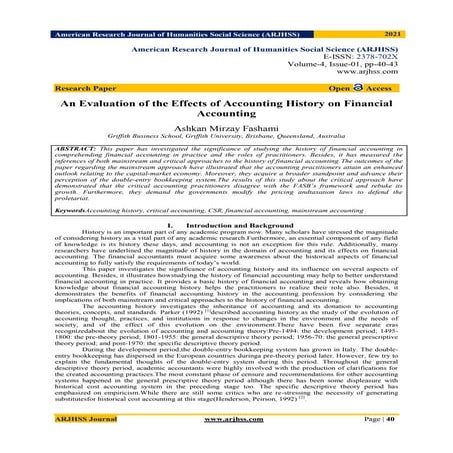 Accounting History Definition And Relevance | PDF