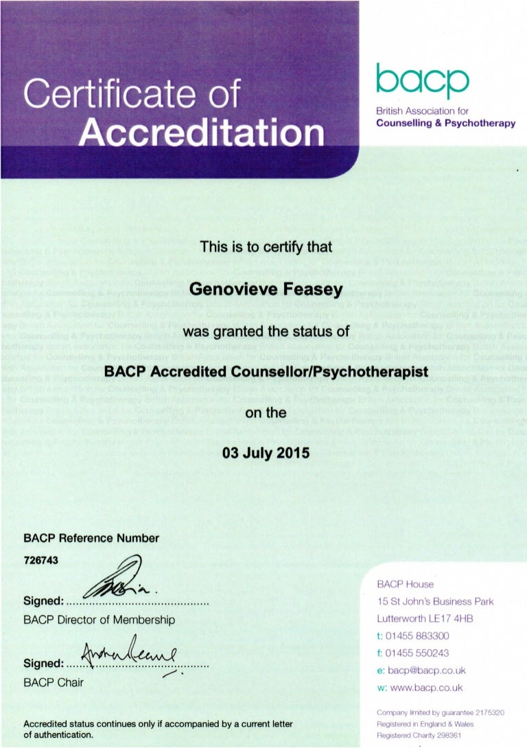 BACP Cert of Accreditation