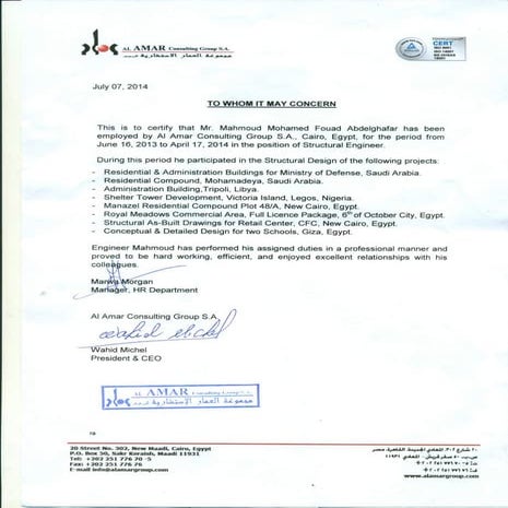 04-AL-AMAR CONSULTING (EXPERIENCE CERTIFICATE) | PDF