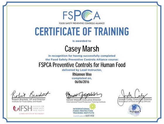 Certificado FSPCA | PPT