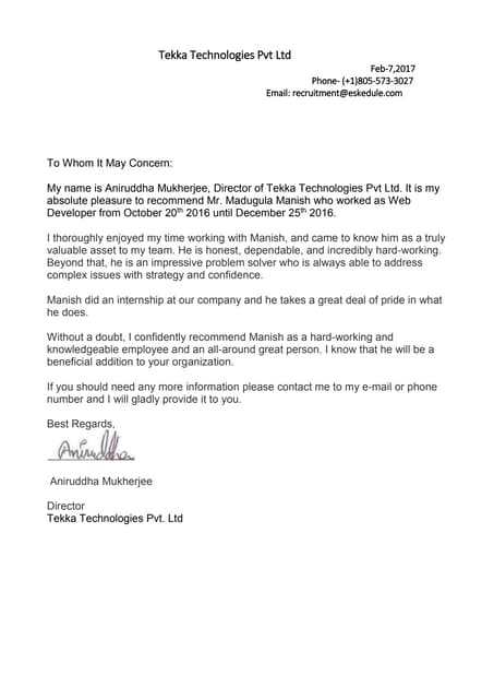 Recommandation Letter | PDF