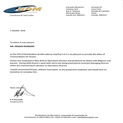 Drazen reference letter I | PDF