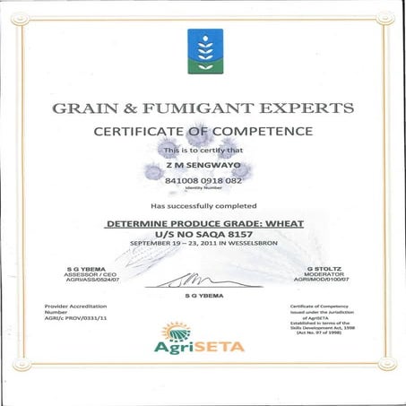 Determine, Produce Grain Certificate | PDF