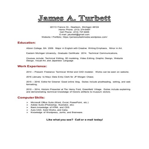 Resume, James Turbett | DOCX