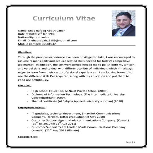 Curriculum Vitae - Ehab Sabah | PDF