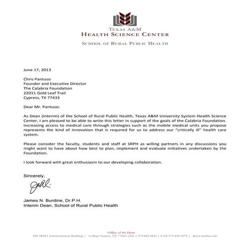 TAMU HSC Public Health Support Letter (1) | PDF