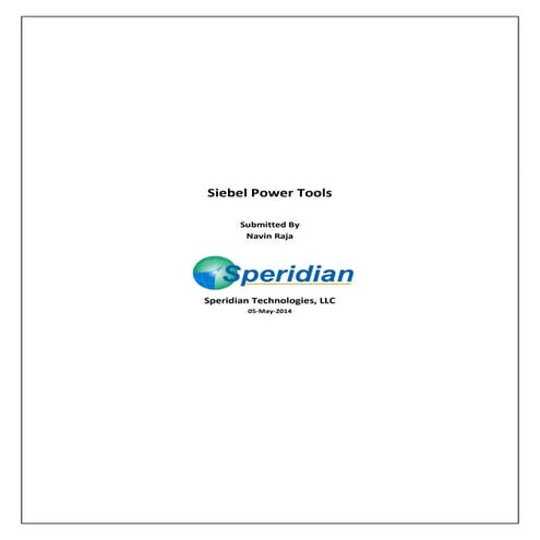 Siebel Power Tools_User Guide_V0.1 | PDF