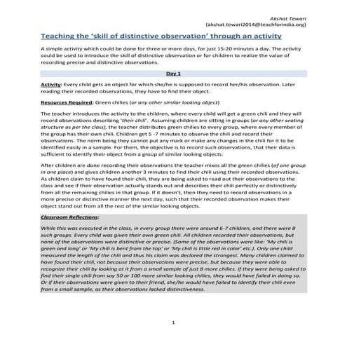 Skill of Observation | PDF