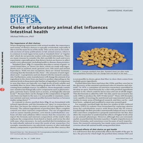 Diet Affects Intestinal Health Lab Animal 2016 | PDF